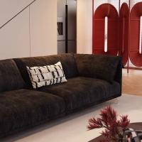 China Italian Minimalist Modern Retro Fabric Sofa Chenille Straight Small Apartment Living Room Luxury Sectional Style Sofa Couch for sale
