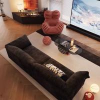 China Italian Minimalist Modern Retro Fabric Sofa Chenille Straight Small Apartment Living Room Luxury Sectional Style Sofa Couch for sale
