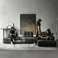 China Italian-Style Baxter Panama Sectional Sofa Set Tofu Module Minimalist Matte Fabric with Genuine Leather Designer Collection for sale