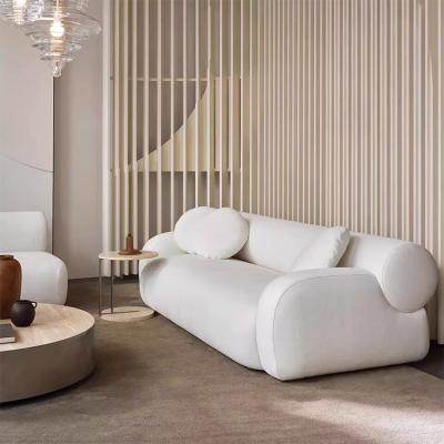 China Nordic Italian Minimalism Design Couch Simple Hotel Home Furniture High Quality White Velvet Fabric 4 Seater Living Room Sofa for sale