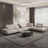 China Italian Designer Light Luxury Leather Sofa with Left and Right Corner Extendable Villa, Hotel Living Room Sofa for sale