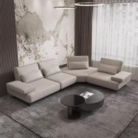 China Italian Designer Light Luxury Leather Sofa with Left and Right Corner Extendable Villa, Hotel Living Room Sofa for sale