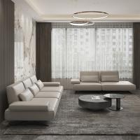 China Italian Designer Light Luxury Leather Sofa with Left and Right Corner Extendable Villa, Hotel Living Room Sofa for sale