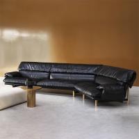 China Italy Modern Sectional Sofa Baxter Jo Modular Sofa Set Black Leather Couch Leisure Sofa for sale