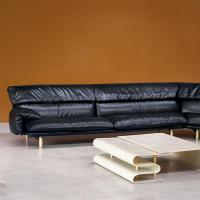 China Italy Modern Sectional Sofa Baxter Jo Modular Sofa Set Black Leather Couch Leisure Sofa for sale
