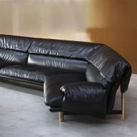 China Italy Modern Sectional Sofa Baxter Jo Modular Sofa Set Black Leather Couch Leisure Sofa for sale