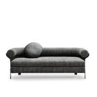 China Light Luxury Modular Sofa Stainless Steel Base Linen Fabric Black 3 Seat Curved Sofa Chair for Apartment Lobby for sale