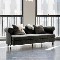China Light Luxury Modular Sofa Stainless Steel Base Linen Fabric Black 3 Seat Curved Sofa Chair for Apartment Lobby for sale