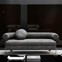 China Light Luxury Modular Sofa Stainless Steel Base Linen Fabric Black 3 Seat Curved Sofa Chair for Apartment Lobby for sale