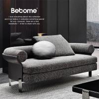 China Light Luxury Modular Sofa Stainless Steel Base Linen Fabric Black 3 Seat Curved Sofa Chair for Apartment Lobby for sale