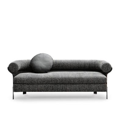 China Light Luxury Modular Sofa Stainless Steel Base Linen Fabric Black 3 Seat Curved Sofa Chair for Apartment Lobby for sale