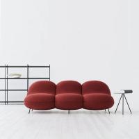 China Italian Home Livingroom Leisure Chair Knitted Fabric Black Iron Leg With Ottoman Single Lounge Chair for Hotel for sale