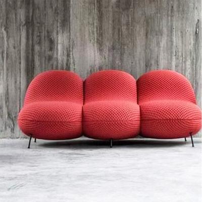 China Italian Home Livingroom Leisure Chair Knitted Fabric Black Iron Leg With Ottoman Single Lounge Chair for Hotel for sale