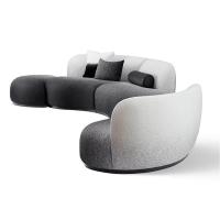 China MOYI Italian VIP Waiting Room Couches Sofa Two Seat Fabric Curved Shape Sofa for Hotel Villa Home Office for sale