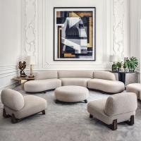 China MOYI Living Room Furniture Sofa Set Hotel Combination Luxury Curve Teddy Sofa Velvet 4 Seater Sofa Set for sale