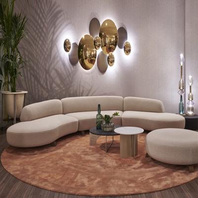 China MOYI Living Room Furniture Sofa Set Hotel Combination Luxury Curve Teddy Sofa Velvet 4 Seater Sofa Set for sale