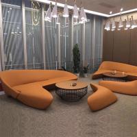 China Half Moon Leather Living Room Home Furniture Moon Shape System Sofa for sale