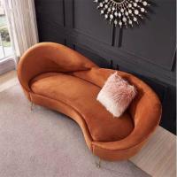China Hot Sale Beauty Salon Clothing Store Living Room Sofa Set Modern Luxury Curved Sofa With Gold Leg for sale