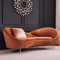 China Hot Sale Beauty Salon Clothing Store Living Room Sofa Set Modern Luxury Curved Sofa With Gold Leg for sale