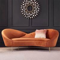 China Hot Sale Beauty Salon Clothing Store Living Room Sofa Set Modern Luxury Curved Sofa With Gold Leg for sale