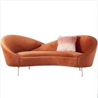 China Hot Sale Beauty Salon Clothing Store Living Room Sofa Set Modern Luxury Curved Sofa With Gold Leg for sale