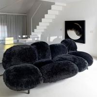 China Modern Italian Design Soft Comfortable Pink Fluffy Faux Fur Sofa Couch for Home Villa Apartment Living Room Showroom Hotel Hall for sale