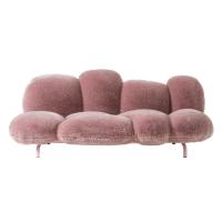 China Modern Italian Design Soft Comfortable Pink Fluffy Faux Fur Sofa Couch for Home Villa Apartment Living Room Showroom Hotel Hall for sale