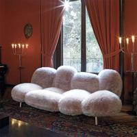 China Modern Italian Design Soft Comfortable Pink Fluffy Faux Fur Sofa Couch for Home Villa Apartment Living Room Showroom Hotel Hall for sale
