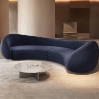 China Minimalist White Fabric Half Moon Shape Sectional Sofa Modern Round Couch Hotel Lobby Circular Sofa Special Shaped Cashmere Sofa for sale