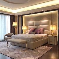 China High End Bookcase Big Headboard Double Bed Frame Italian Leather Beds New Design Bedroom Furniture Luxury Modern King Size Bed for sale