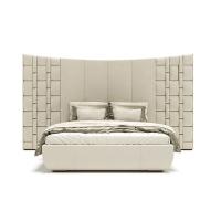 China Luxury Bedroom Furniture King Size Sleeping Bed Villa House Bed Room Headboard Modern Genuine Leather Up-holstered Beds for sale