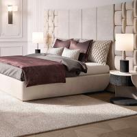 China Luxury Bedroom Furniture King Size Sleeping Bed Villa House Bed Room Headboard Modern Genuine Leather Up-holstered Beds for sale