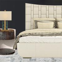 China Luxury Bedroom Furniture King Size Sleeping Bed Villa House Bed Room Headboard Modern Genuine Leather Up-holstered Beds for sale