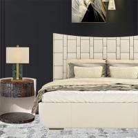 China Luxury Bedroom Furniture King Size Sleeping Bed Villa House Bed Room Headboard Modern Genuine Leather Up-holstered Beds for sale