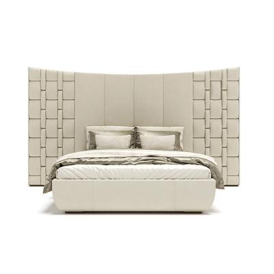 China Luxury Bedroom Furniture King Size Sleeping Bed Villa House Bed Room Headboard Modern Genuine Leather Up-holstered Beds for sale