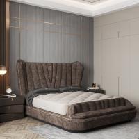 China Luxe Leather Back Super Kingsize Frame Leather Bed 1.8 M Double Sample Design Bedroom Suite Set Furniture King Size Bed for sale