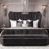 China Luxe Leather Back Super Kingsize Frame Leather Bed 1.8 M Double Sample Design Bedroom Suite Set Furniture King Size Bed for sale