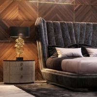 China Luxe Leather Back Super Kingsize Frame Leather Bed 1.8 M Double Sample Design Bedroom Suite Set Furniture King Size Bed for sale