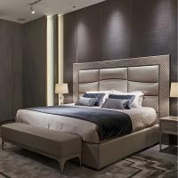 China Italian Exclusive Design Modern Luxury Bedroom Set High-End Double Bed With Big King Size Headboard Soft Style Furniture for sale