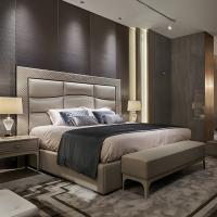 China Italian Exclusive Design Modern Luxury Bedroom Set High-End Double Bed With Big King Size Headboard Soft Style Furniture for sale