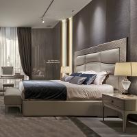 China Italian Exclusive Design Modern Luxury Bedroom Set High-End Double Bed With Big King Size Headboard Soft Style Furniture for sale