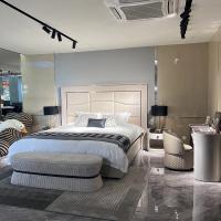 China Italian Exclusive Design Modern Luxury Bedroom Set High-End Double Bed With Big King Size Headboard Soft Style Furniture for sale
