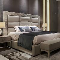 China Italian Exclusive Design Modern Luxury Bedroom Set High-End Double Bed With Big King Size Headboard Soft Style Furniture for sale