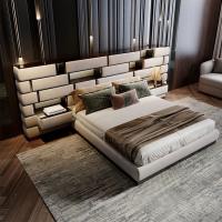 China 2023 Italian Leather Queen and King Size Luxury Upholstered Bed Soft Modern Frame for Bedroom for sale