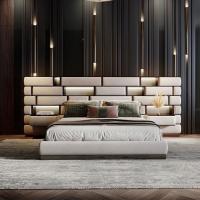 China 2023 Italian Leather Queen and King Size Luxury Upholstered Bed Soft Modern Frame for Bedroom for sale