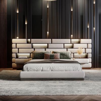 China 2023 Italian Leather Queen and King Size Luxury Upholstered Bed Soft Modern Frame for Bedroom for sale
