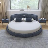 China Latest Circle King Size Leather Cheap Round Shape Bed With Mattress for sale