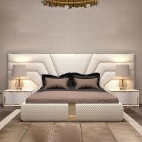 China Opulent Upholstered Bed: Quilted Pattern & Gold Trims for Luxe Bedrooms for sale