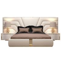 China Opulent Upholstered Bed: Quilted Pattern & Gold Trims for Luxe Bedrooms for sale