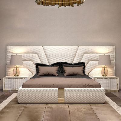 China Opulent Upholstered Bed: Quilted Pattern & Gold Trims for Luxe Bedrooms for sale